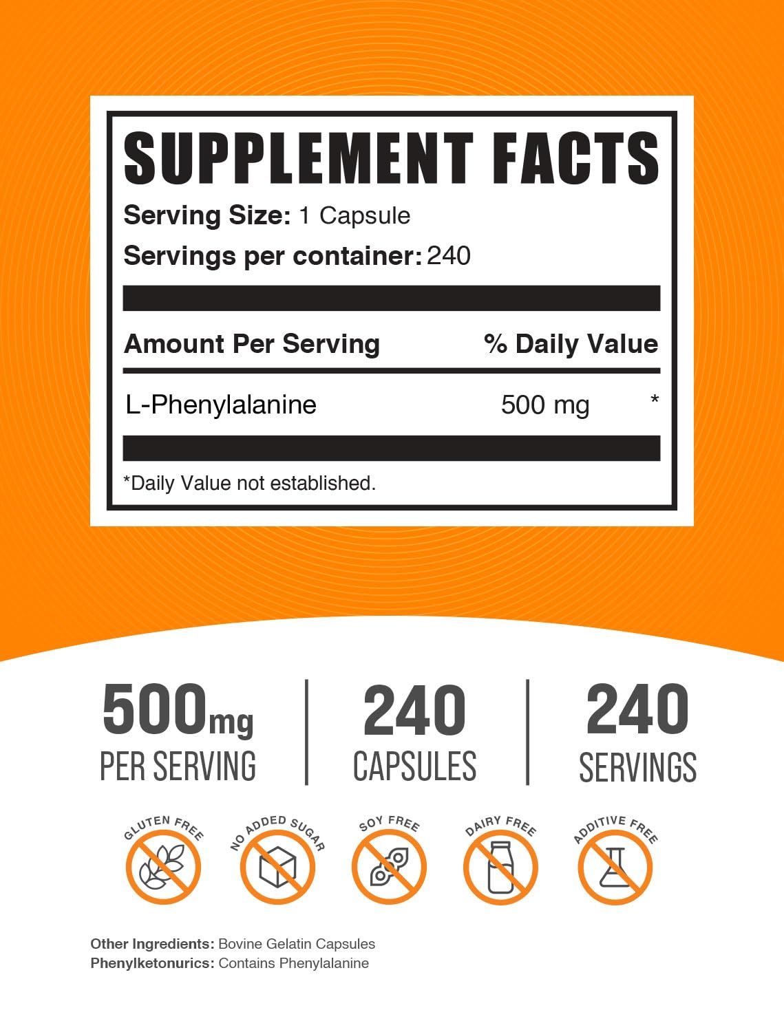 Natural amino acid supplement capsules
