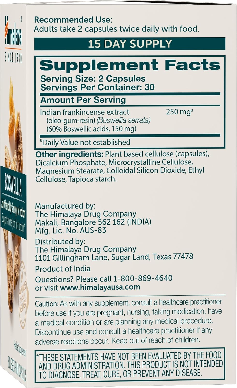 Natural anti-inflammatory Boswellia capsules