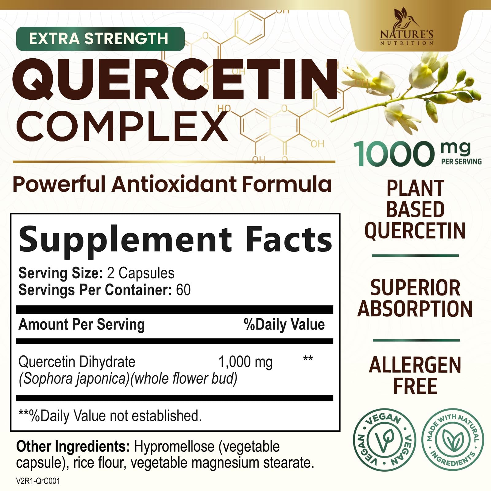 Natural anti-inflammatory quercetin capsules