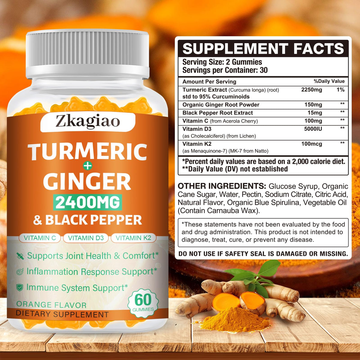 Natural anti-inflammatory turmeric gummies