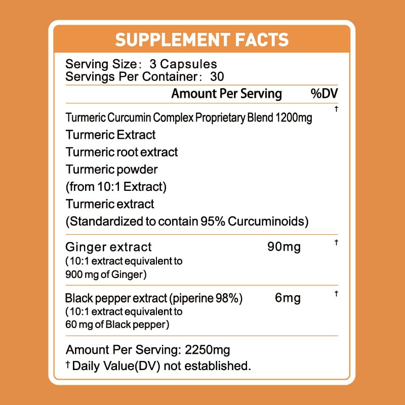 Natural anti-inflammatory turmeric supplement