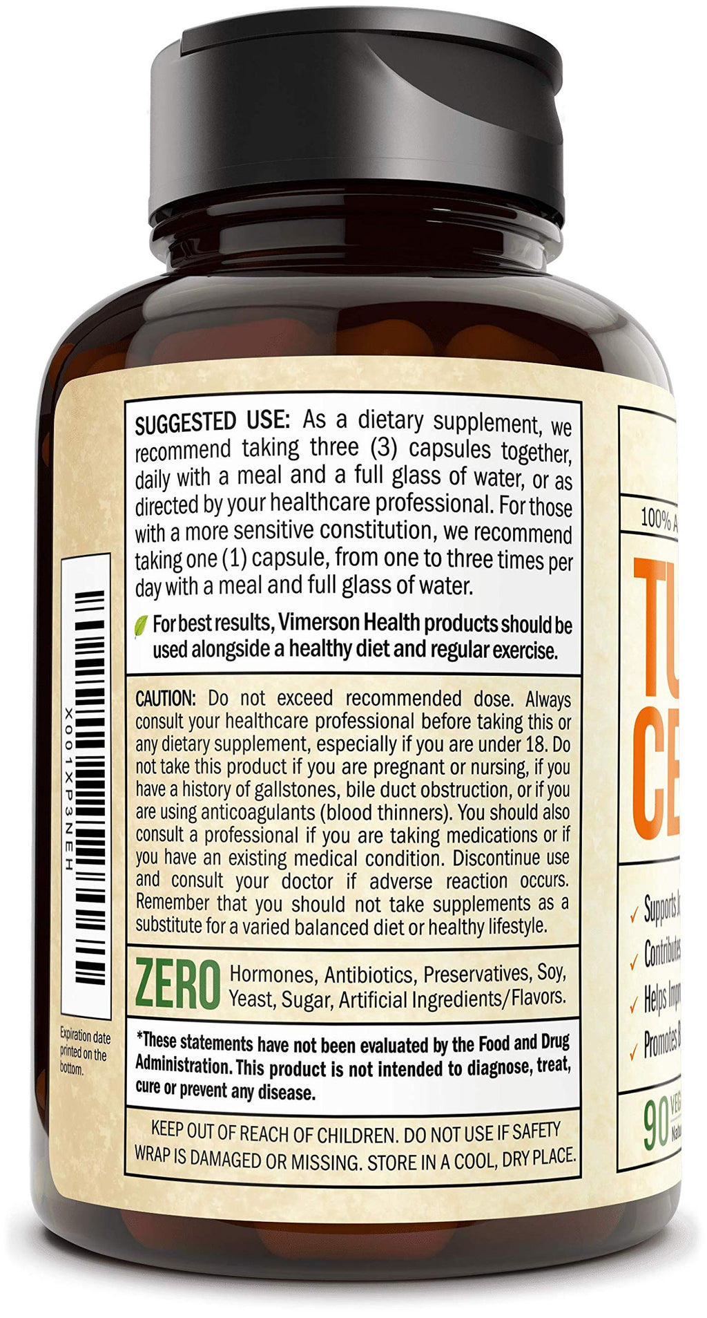 Natural anti-inflammatory turmeric supplement