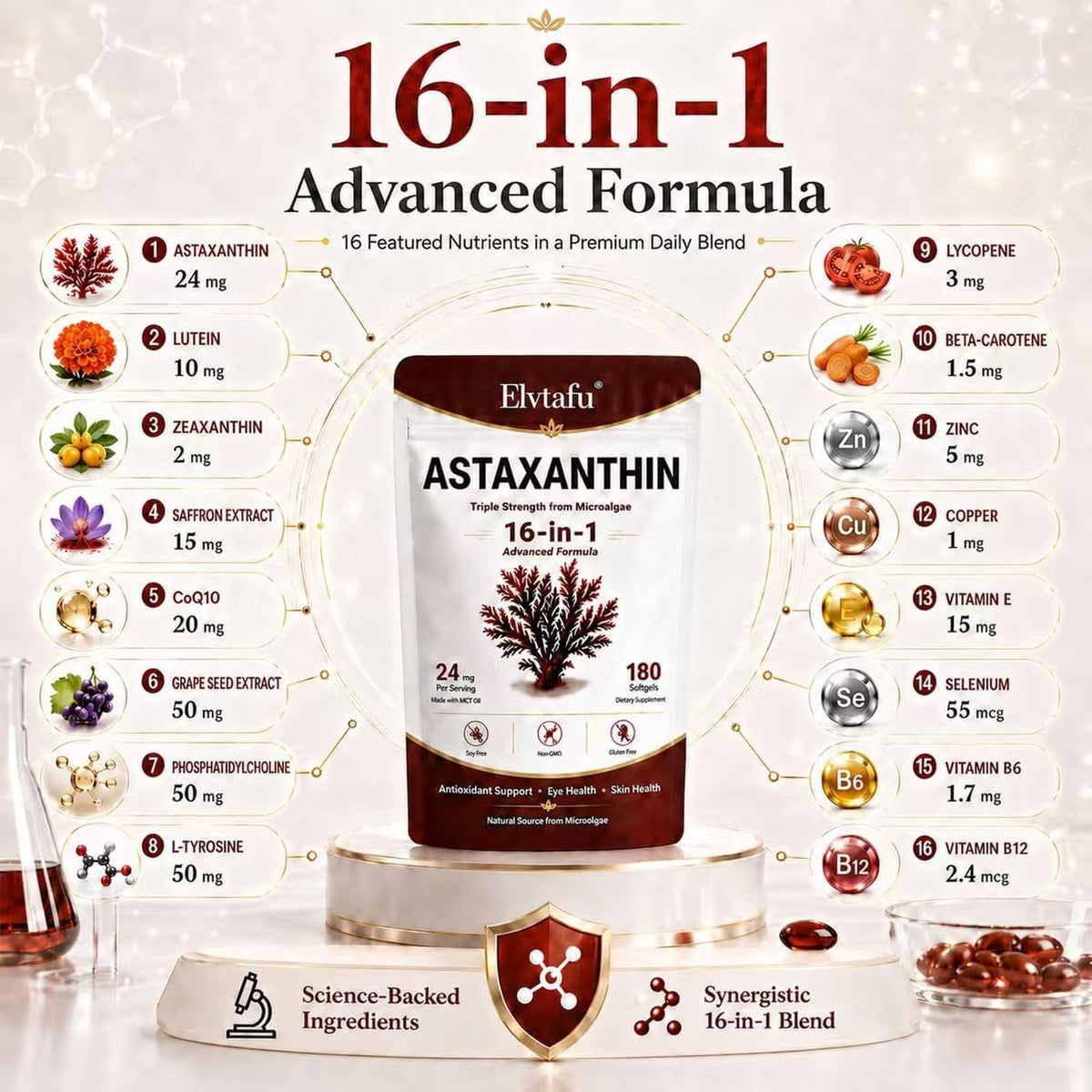 Natural antioxidant Astaxanthin benefits
