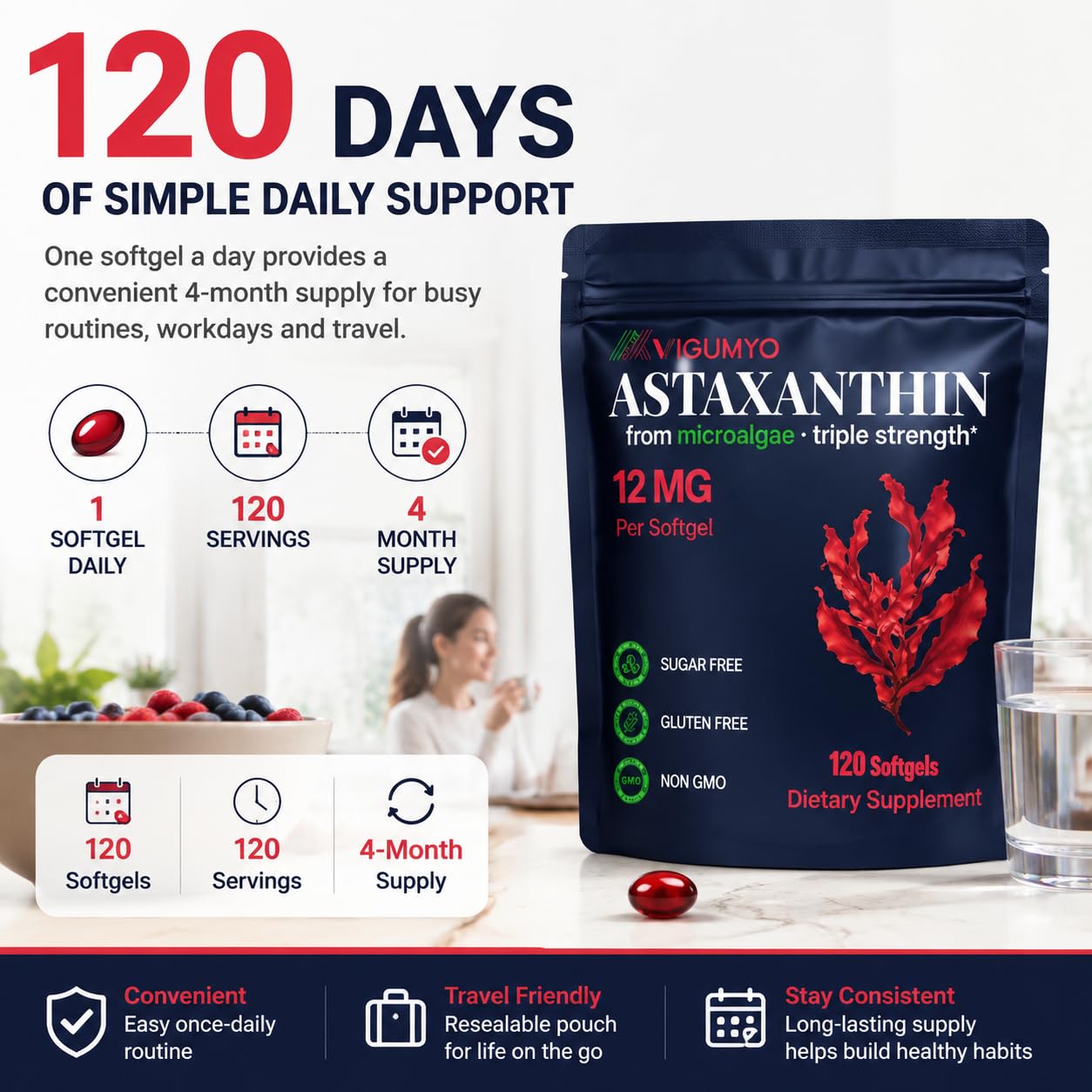 Natural antioxidant astaxanthin supplement