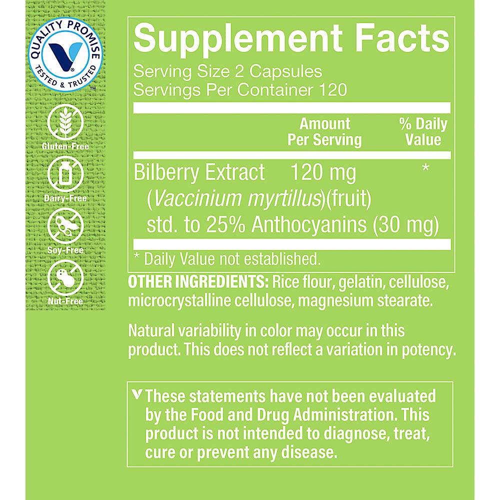 Natural antioxidant bilberry capsules