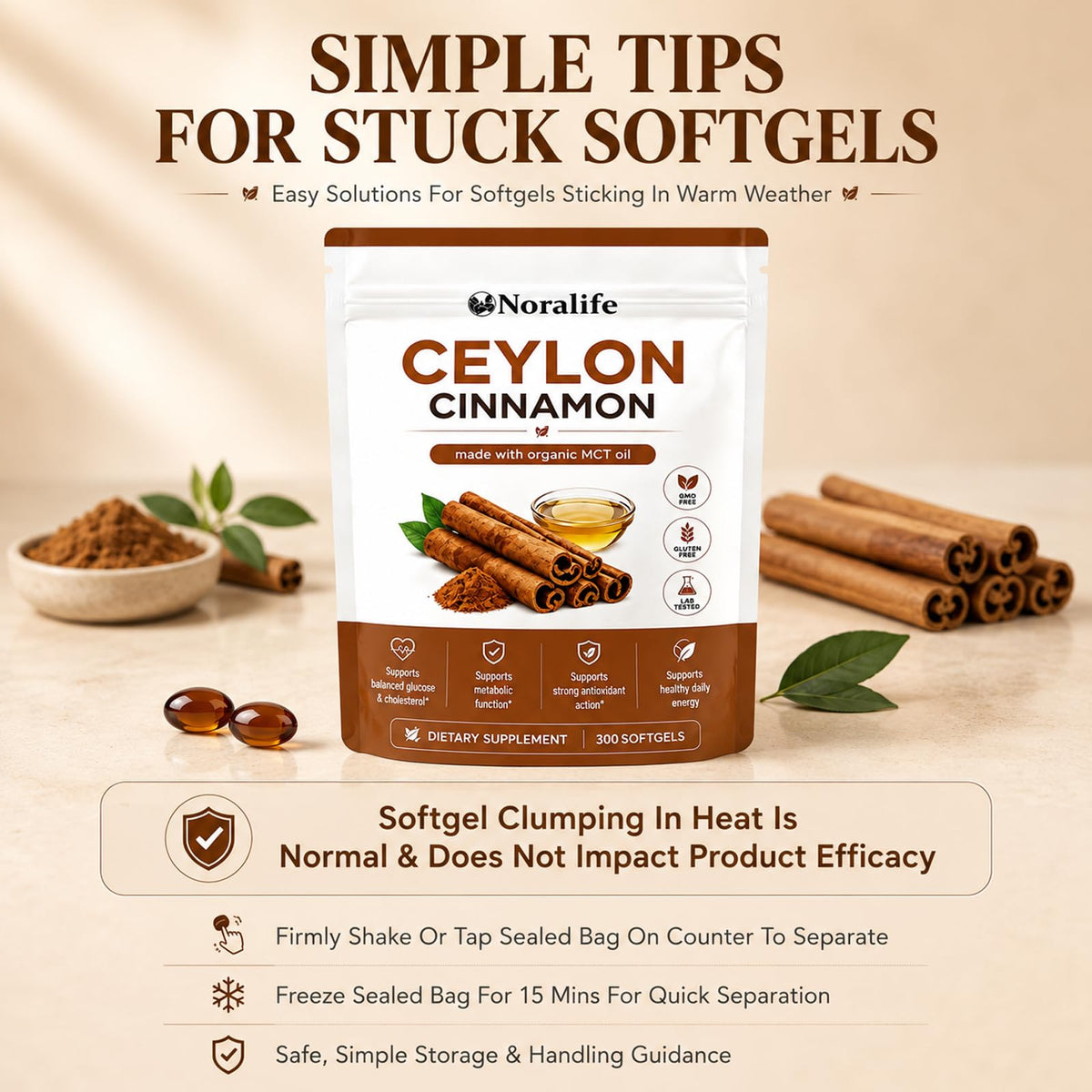 Natural antioxidant cinnamon softgels
