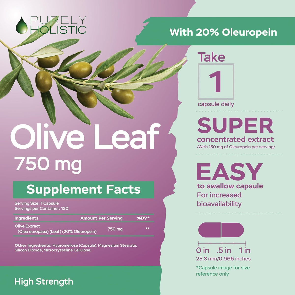 Natural antioxidant olive leaf supplement