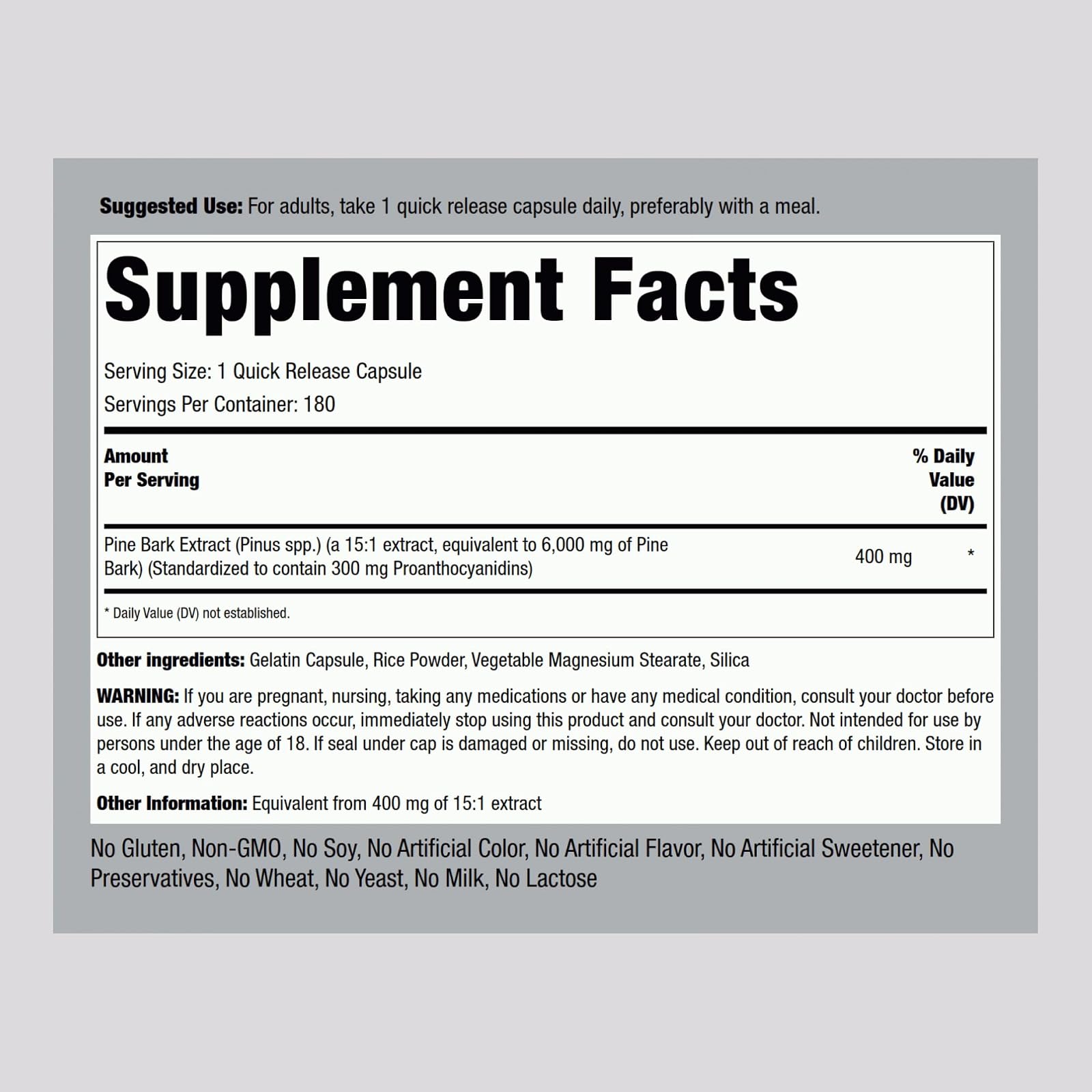 Natural antioxidant Pine Bark capsules
