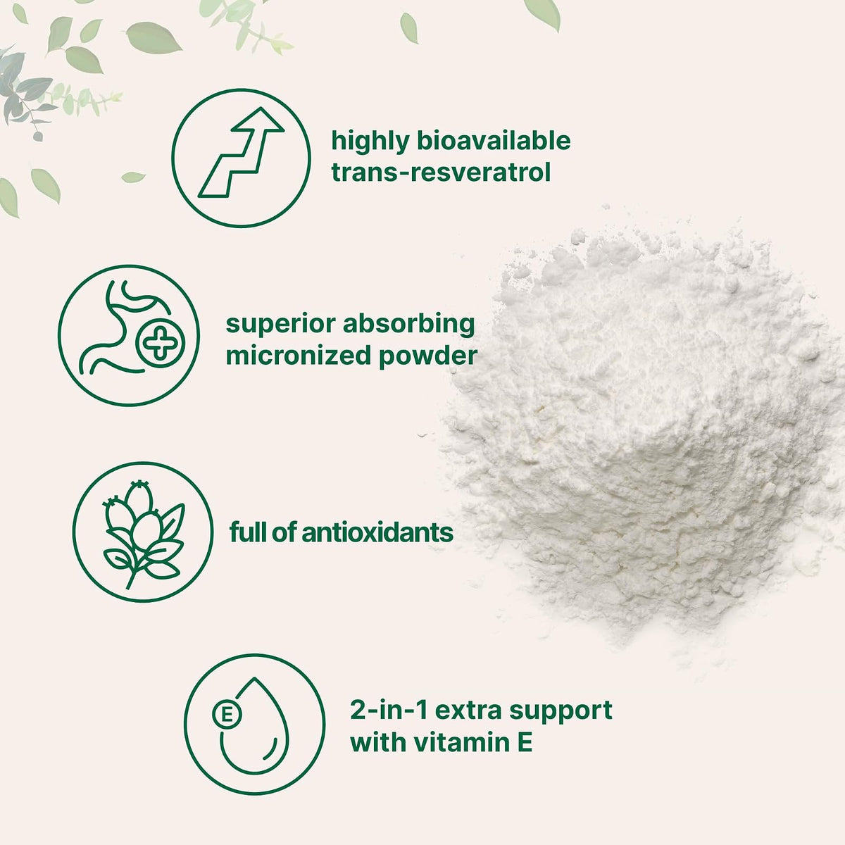natural antioxidant resveratrol powder supplement