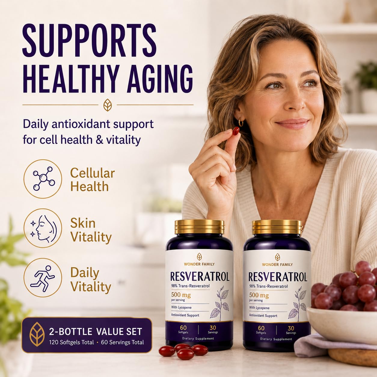 Natural antioxidant supplement for wellness