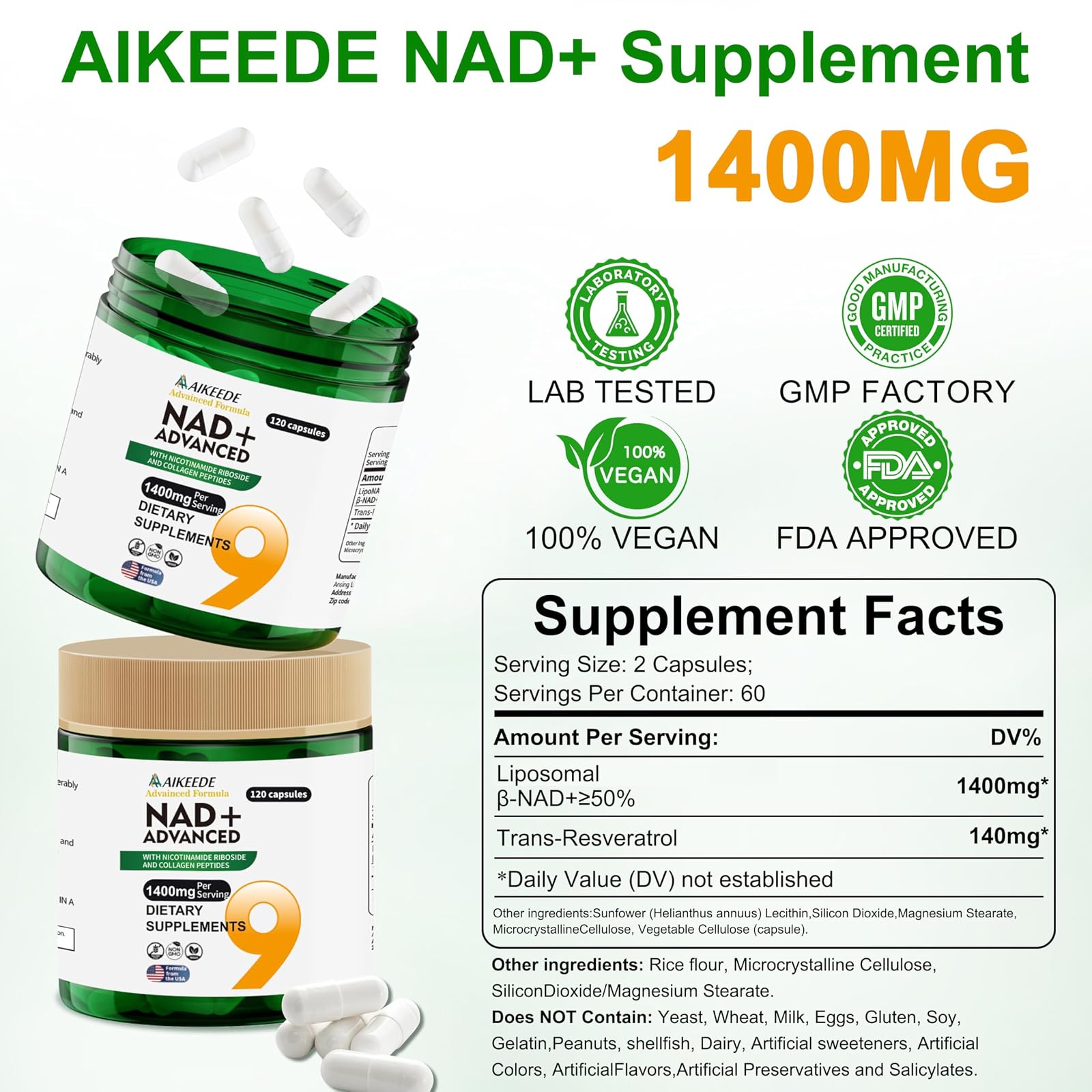 Natural antioxidant support with NAD+