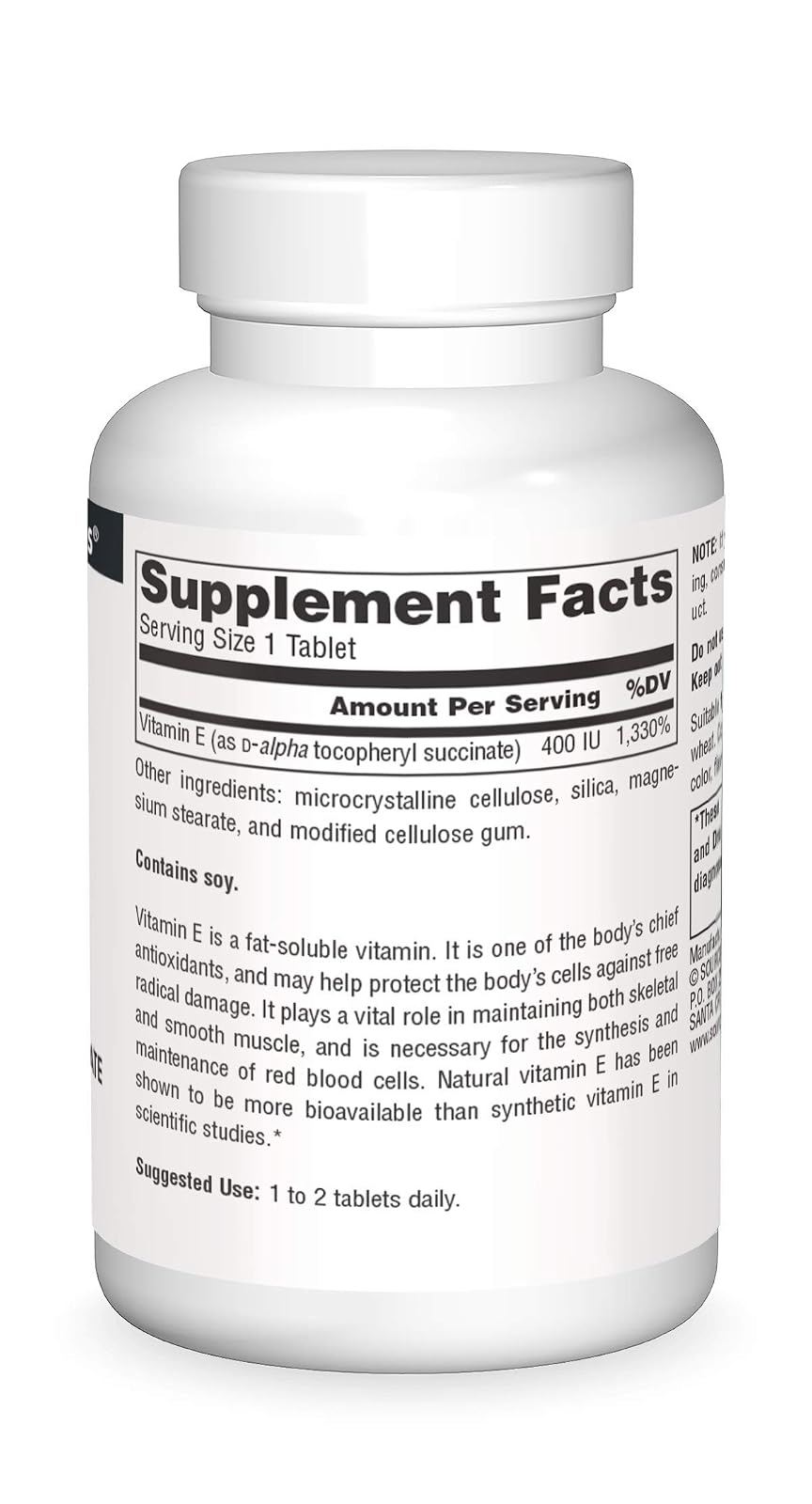 Natural antioxidant Vitamin E tablets