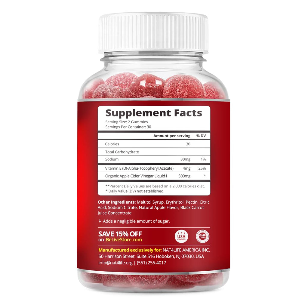 natural apple cider vinegar gummies 500 mg