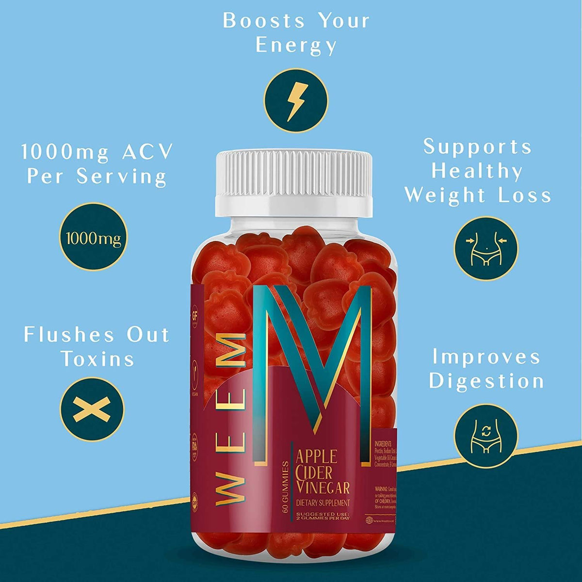 natural apple cider vinegar gummy supplement
