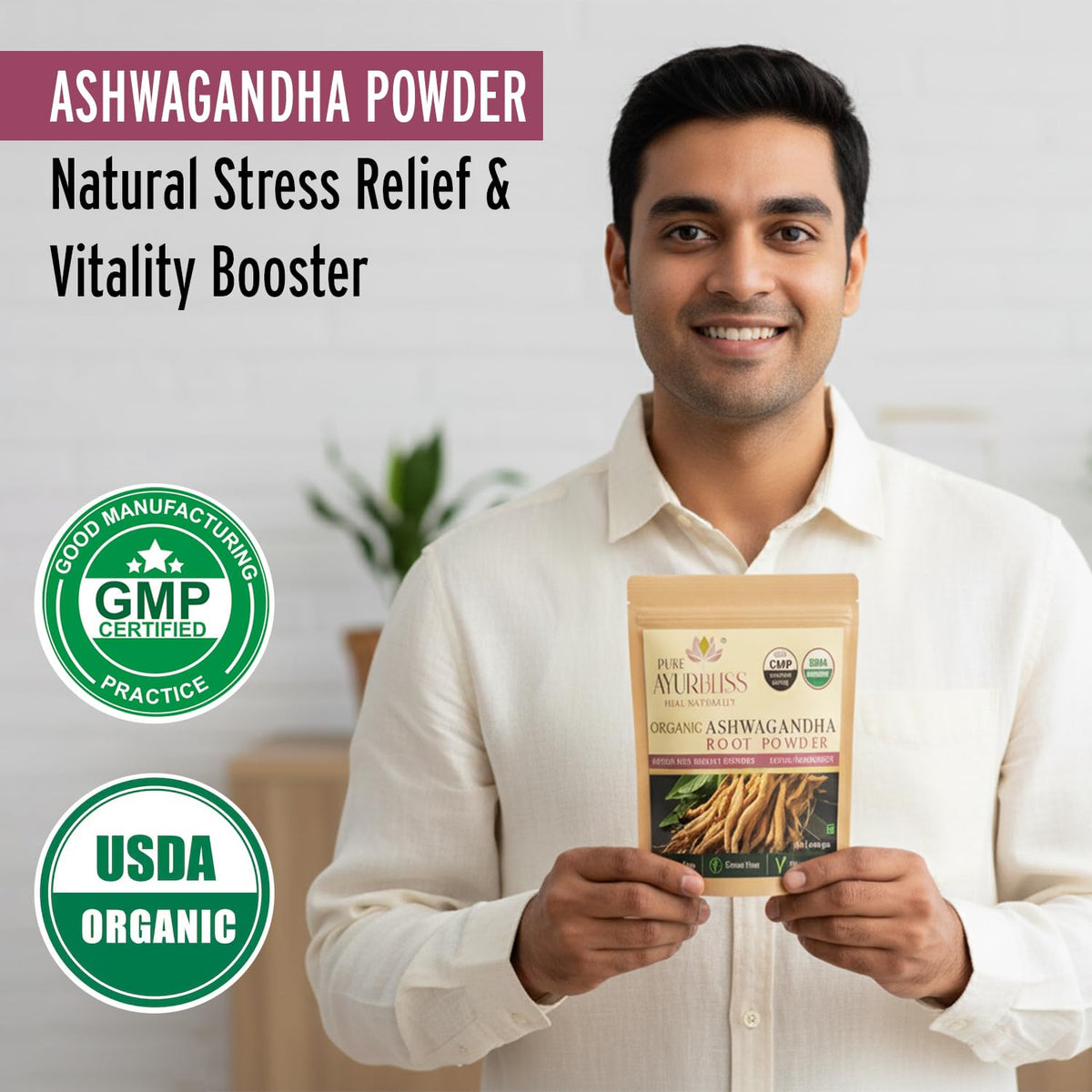 Natural Ashwagandha powder for wellness