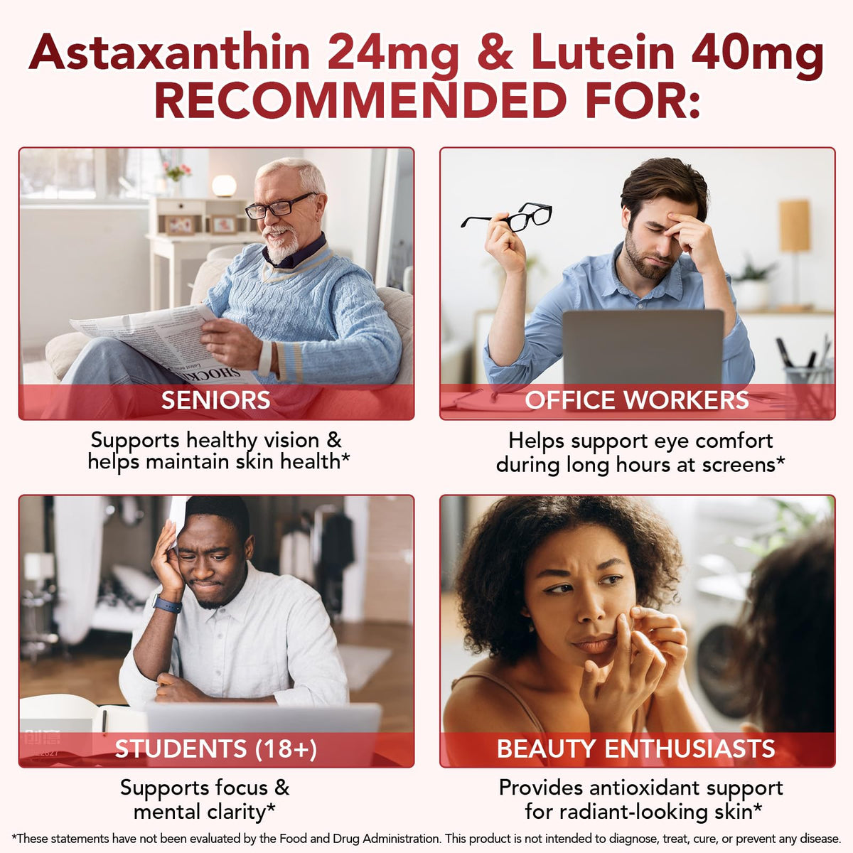 Natural astaxanthin for skin protection