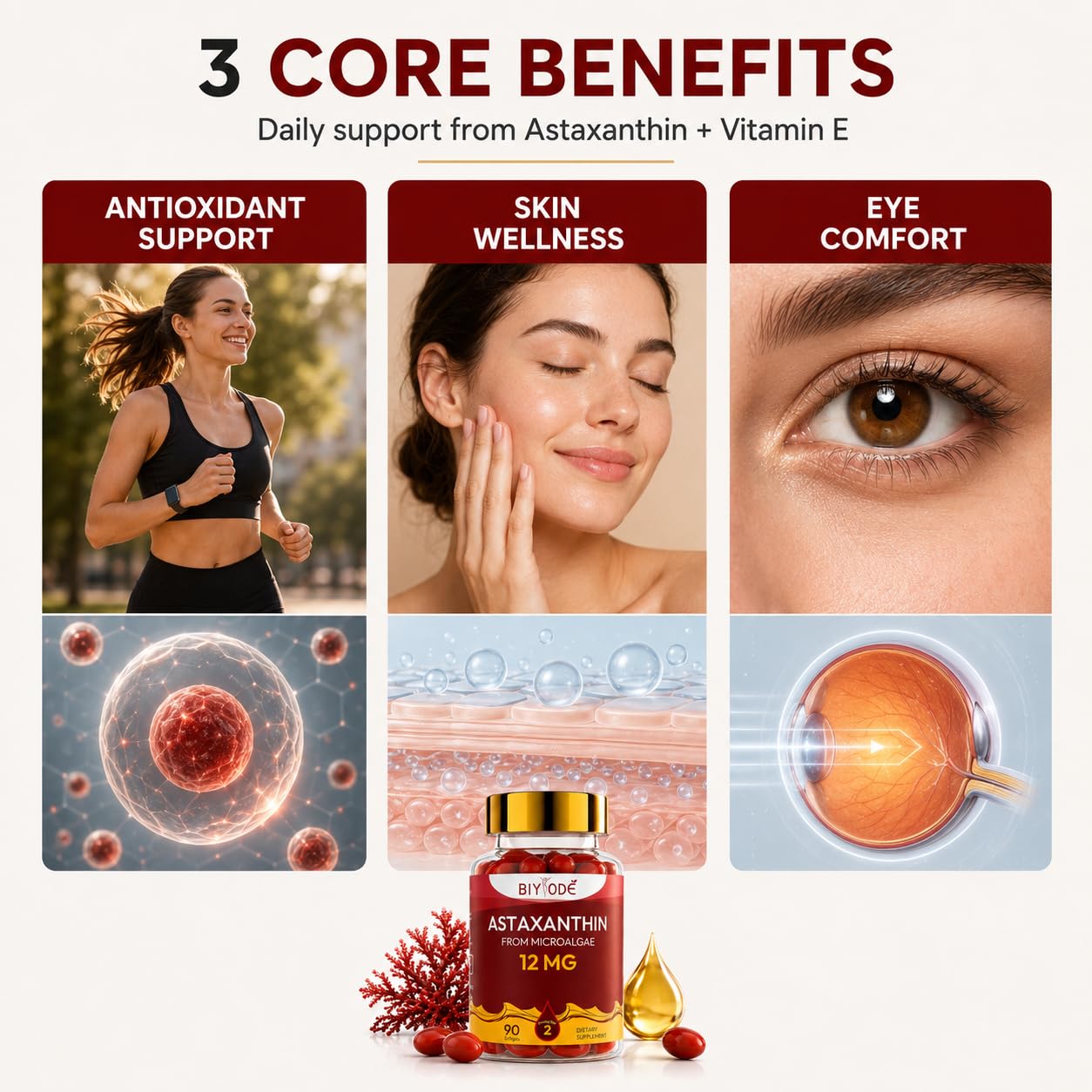 Natural astaxanthin for skin support