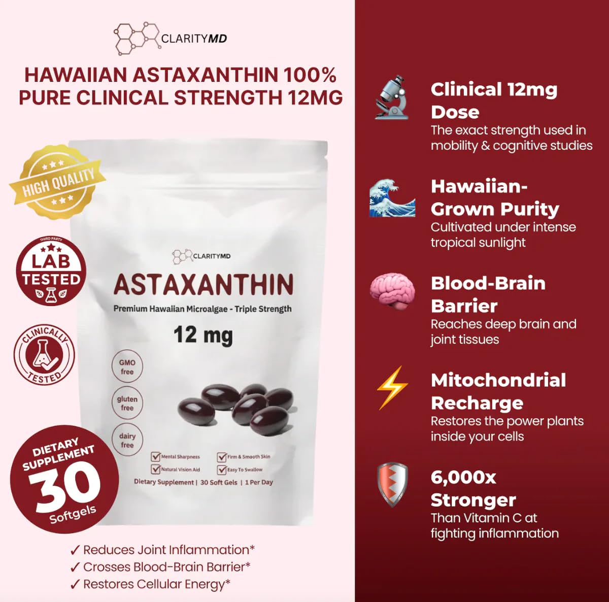 Natural astaxanthin for skin support