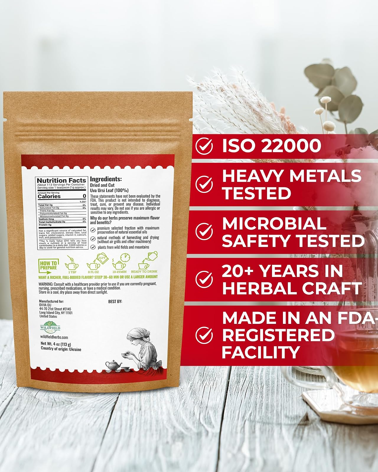 natural bearberry tea infusion