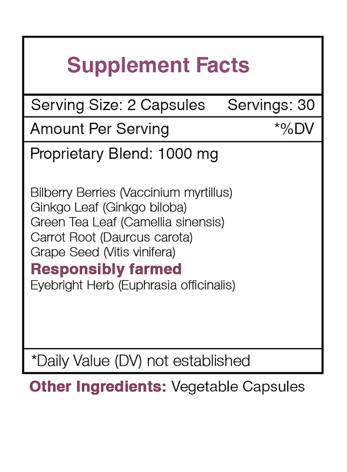Natural bilberry extract for vision