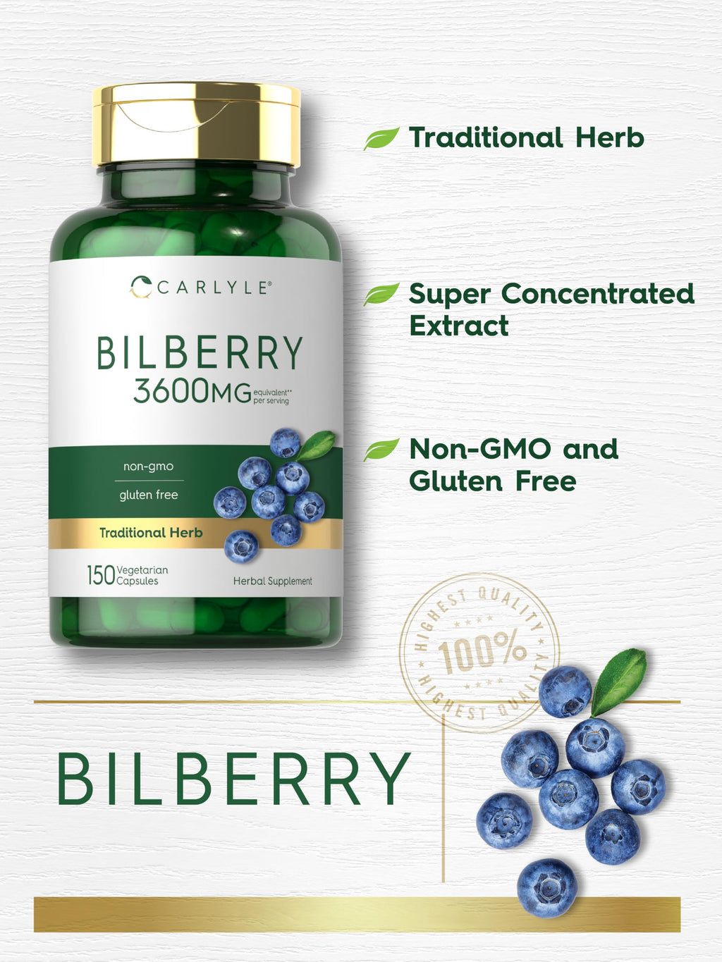 Natural bilberry supplement for antioxidants