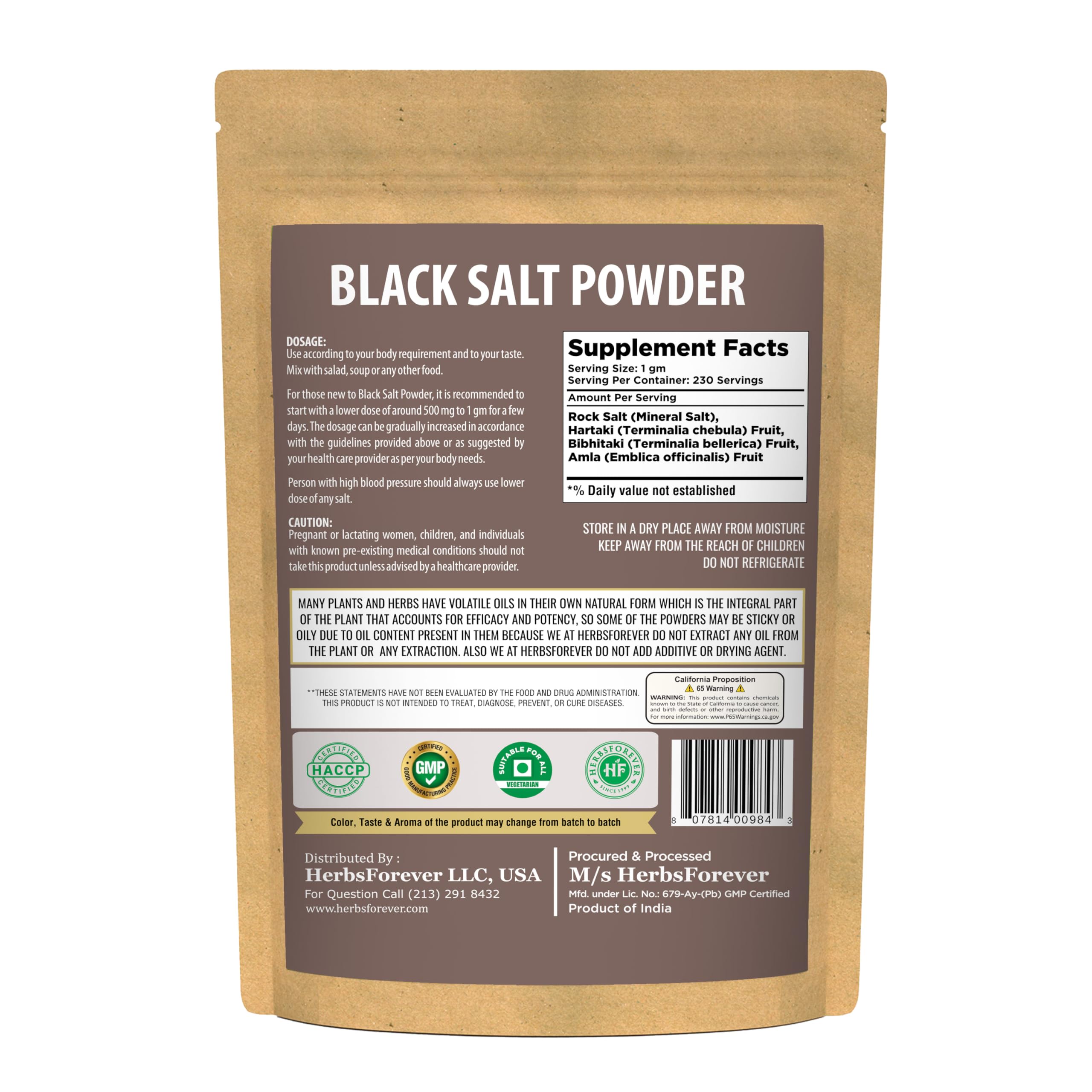 Natural black salt for cooking