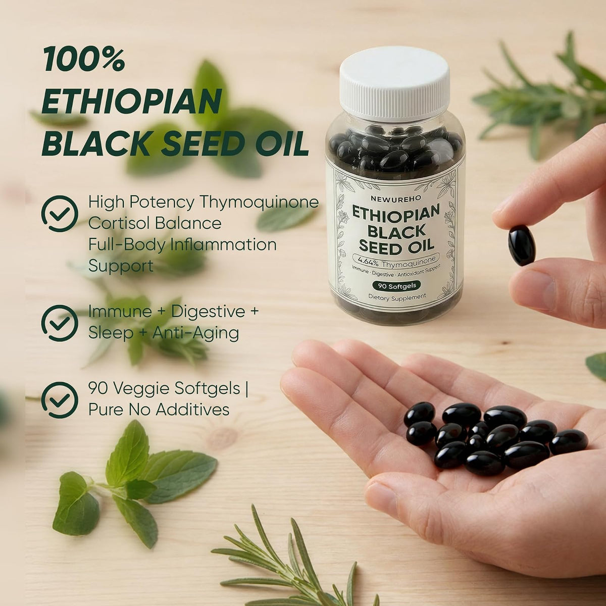Natural black seed oil softgels