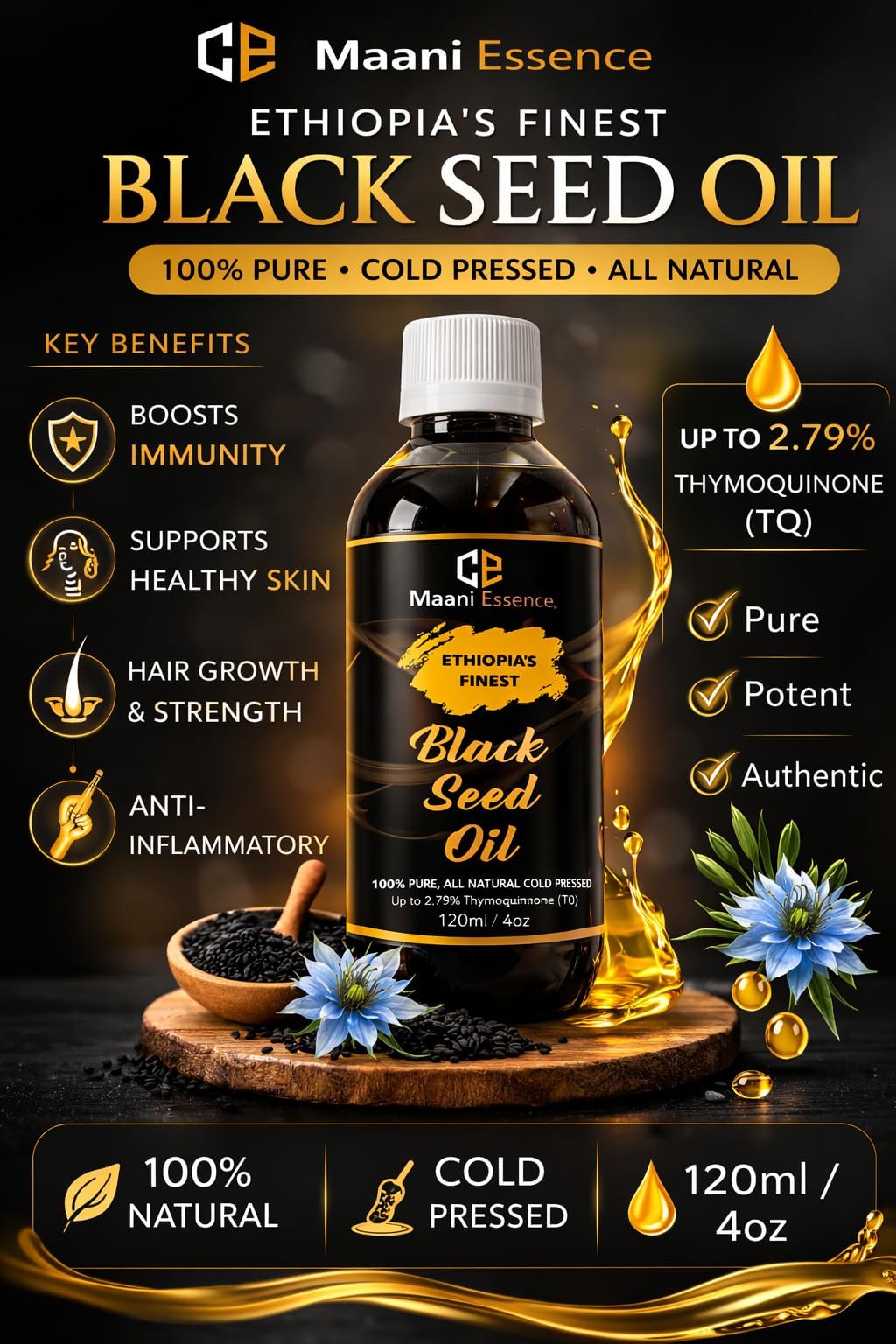 Natural black seed oil supplement