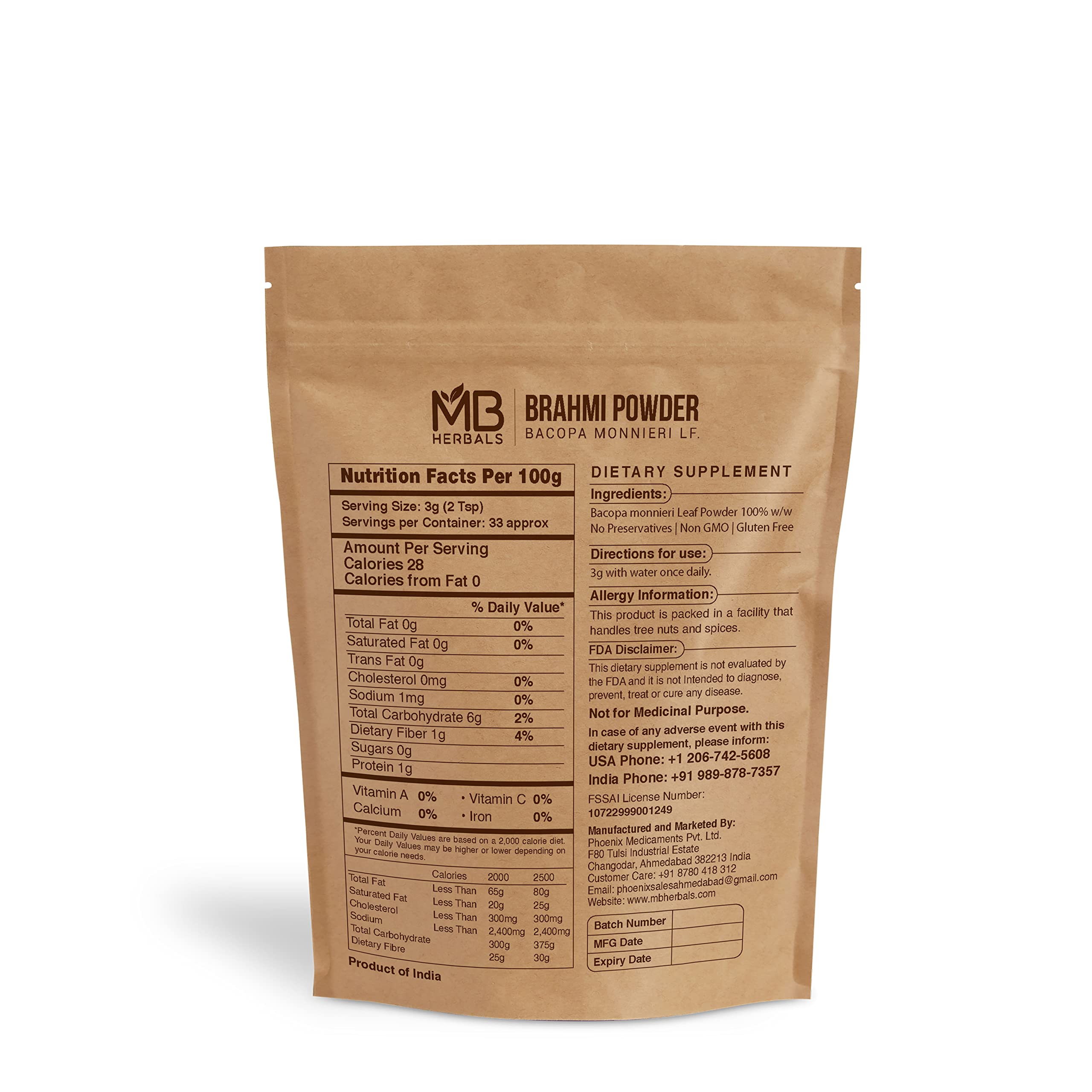 Natural blended vitamin and mineral powder