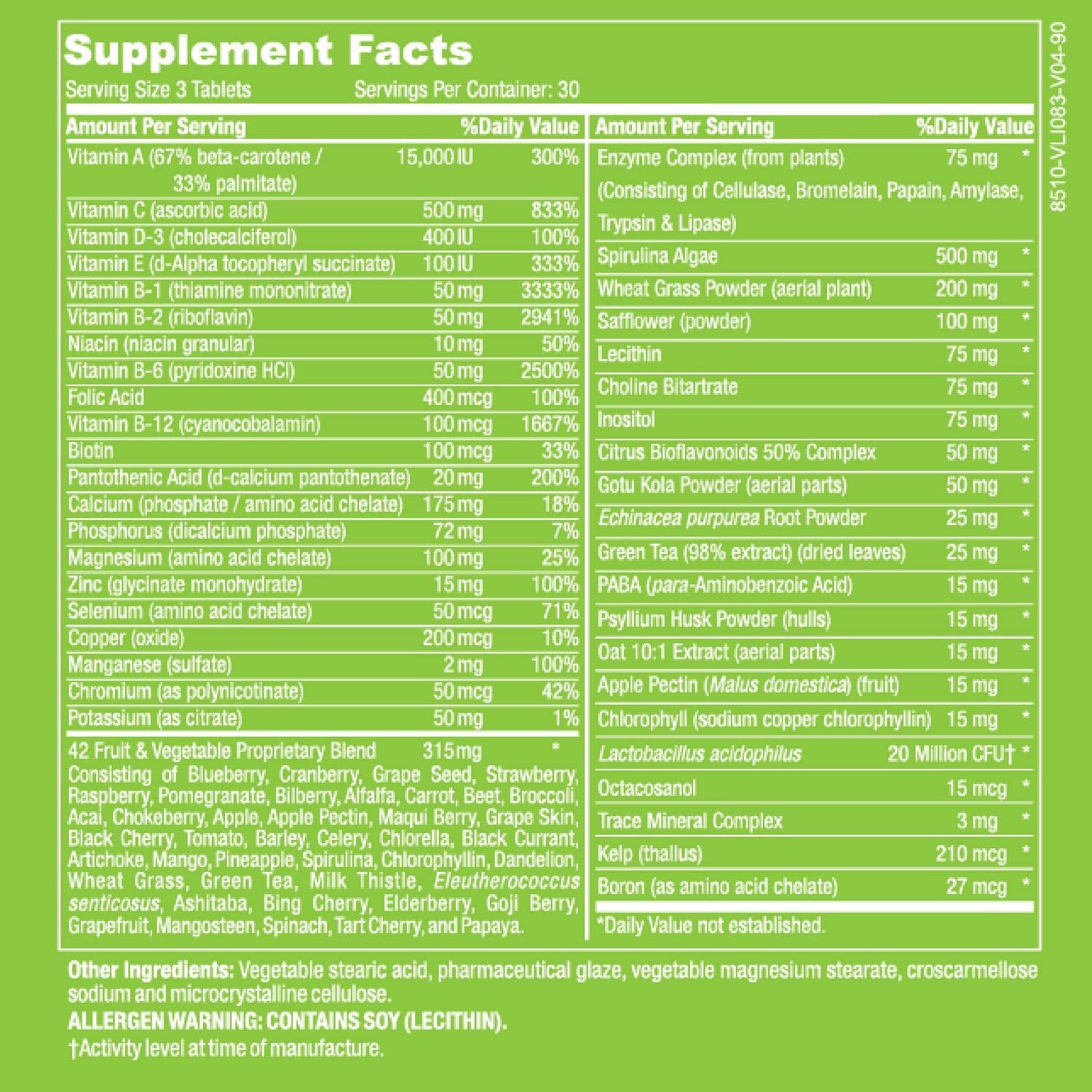natural blended vitamin & mineral supplements