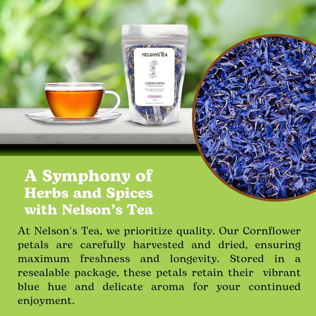 natural blue cornflower tea infusion
