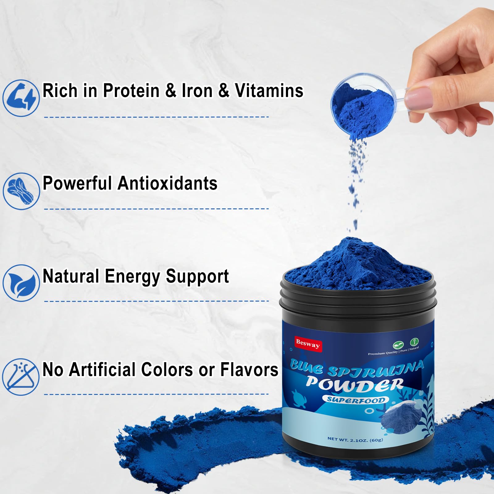 natural blue spirulina health supplement