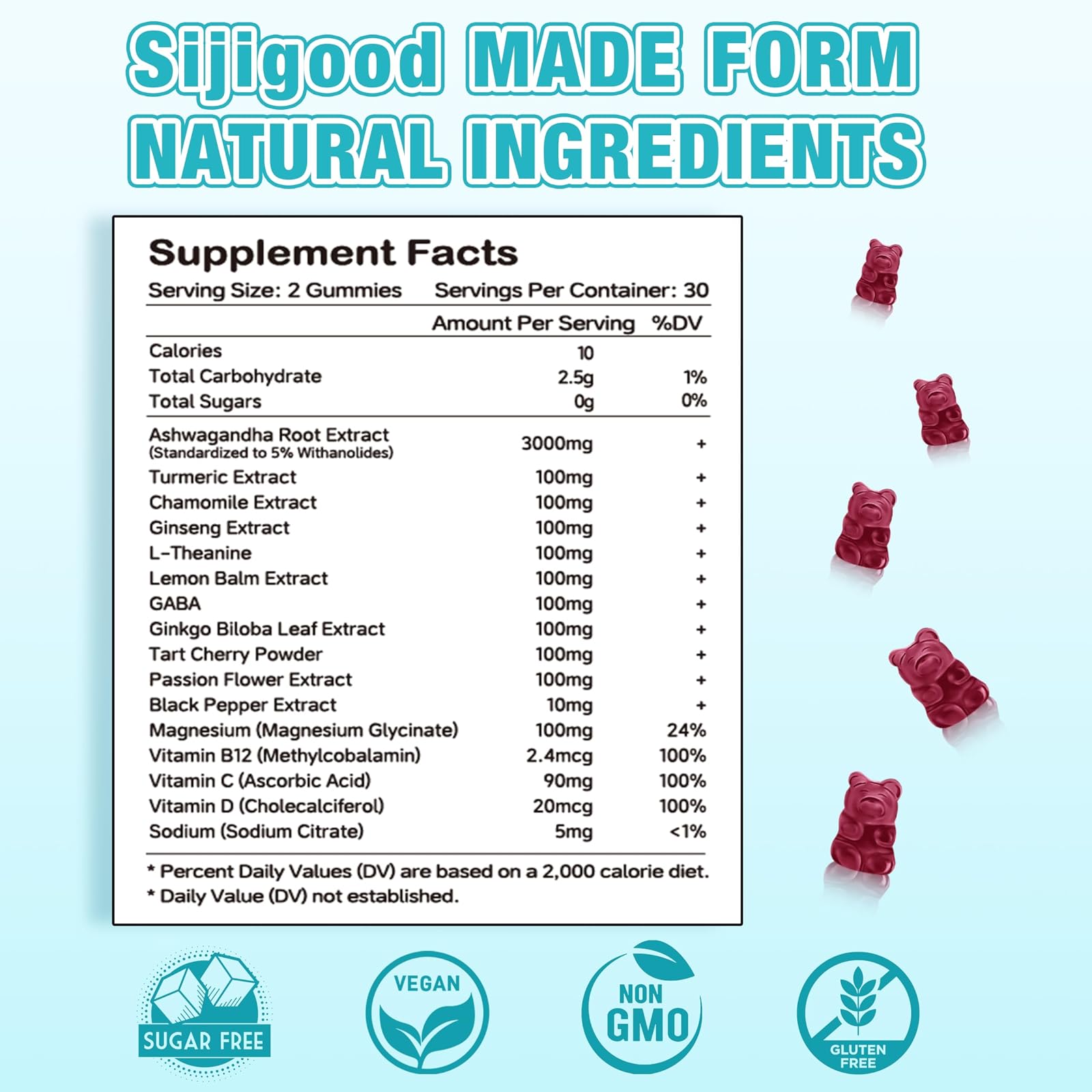 Natural blueberry flavour Ashwagandha supplements