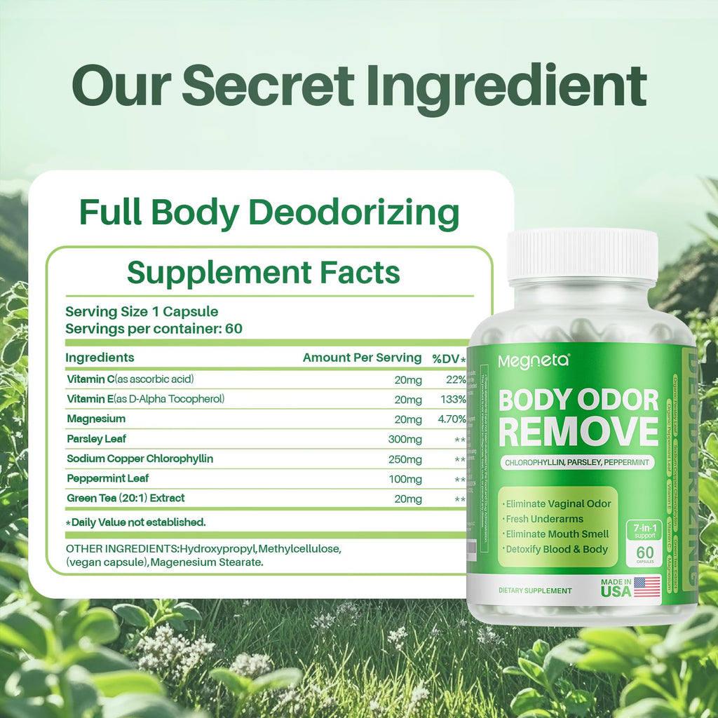 Natural body odor control with chlorophyll