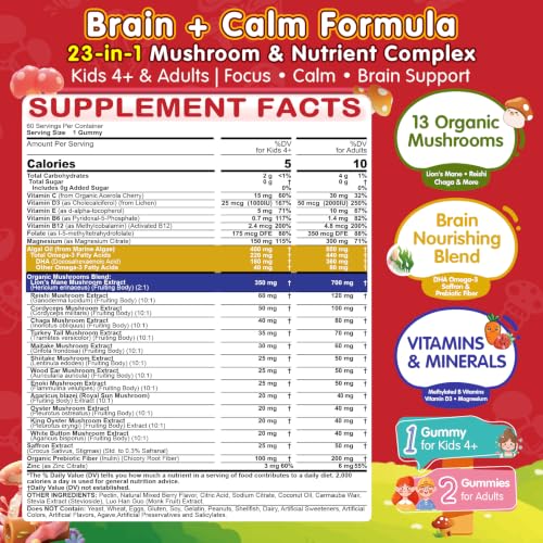 Natural brain support Lion's Mane gummies