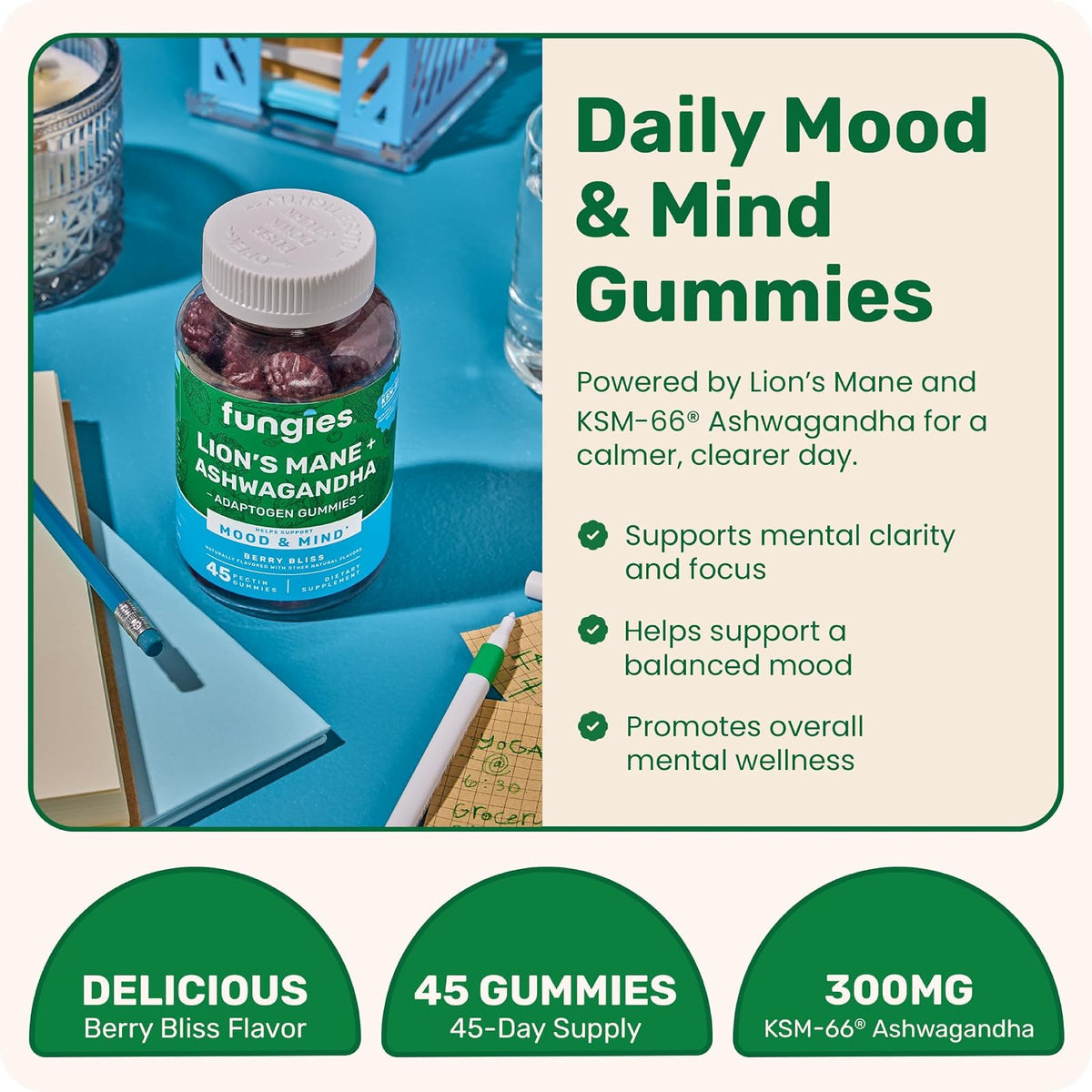 Natural brain support Lion's Mane gummies