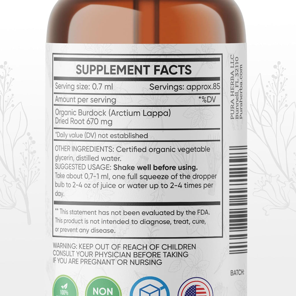 Natural burdock root extract for wellness