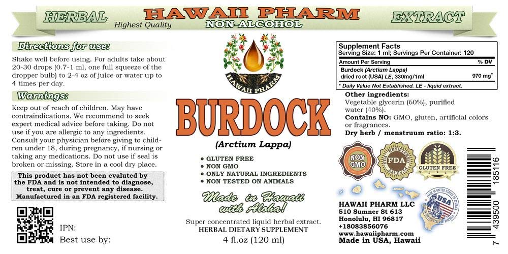 natural burdock root liquid supplement