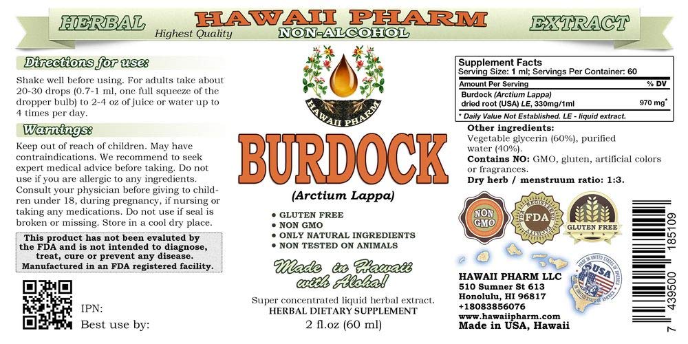 natural burdock root liquid supplement