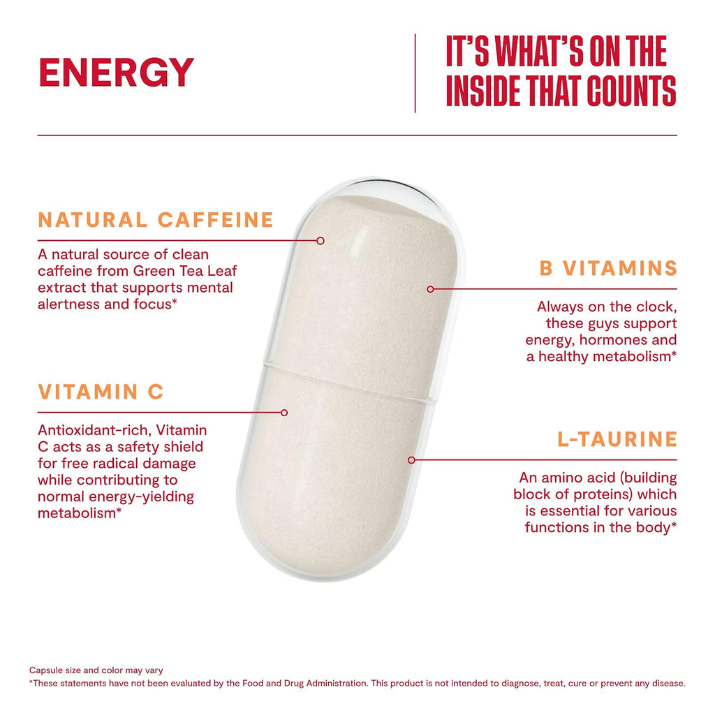 Natural caffeine energy boost capsules