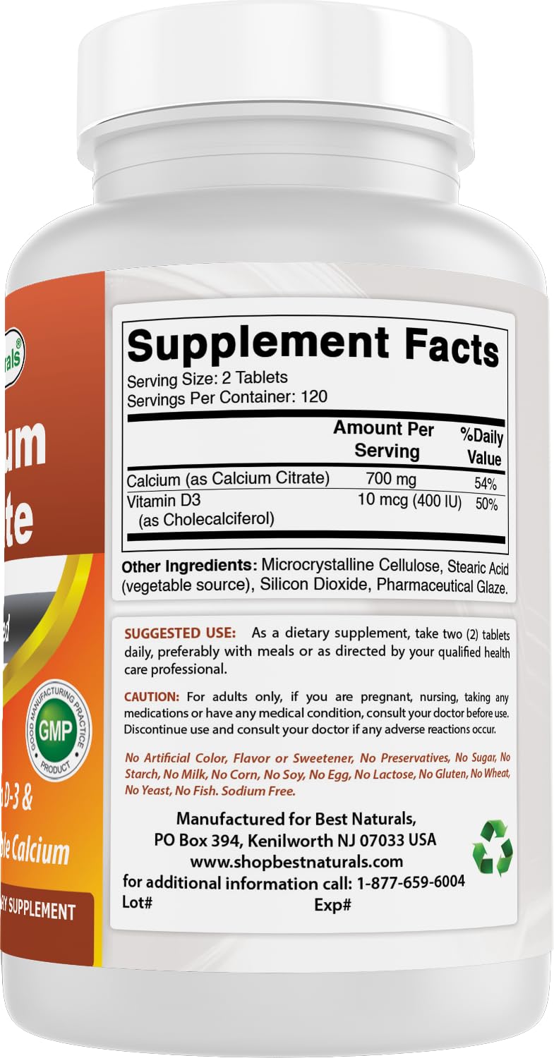 natural calcium citrate for wellness