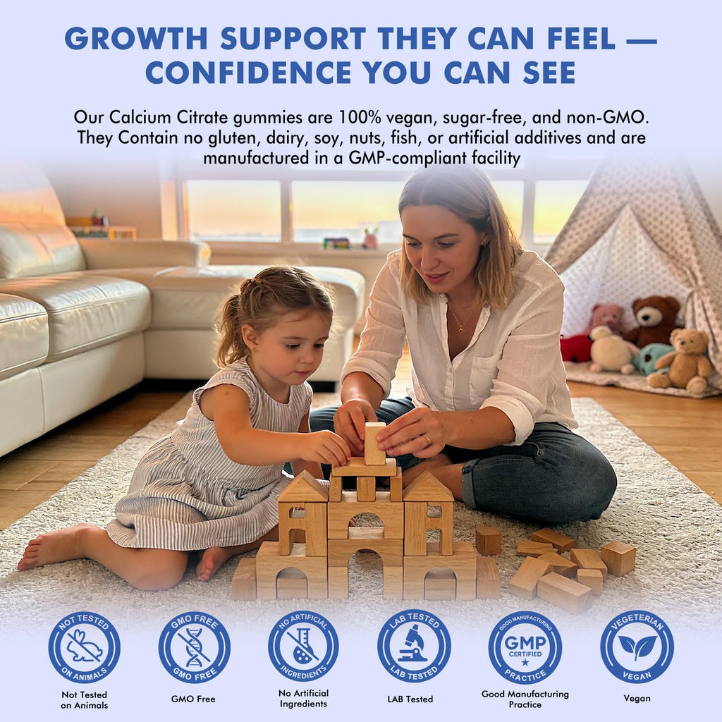 Natural calcium citrate gummies for growing kids