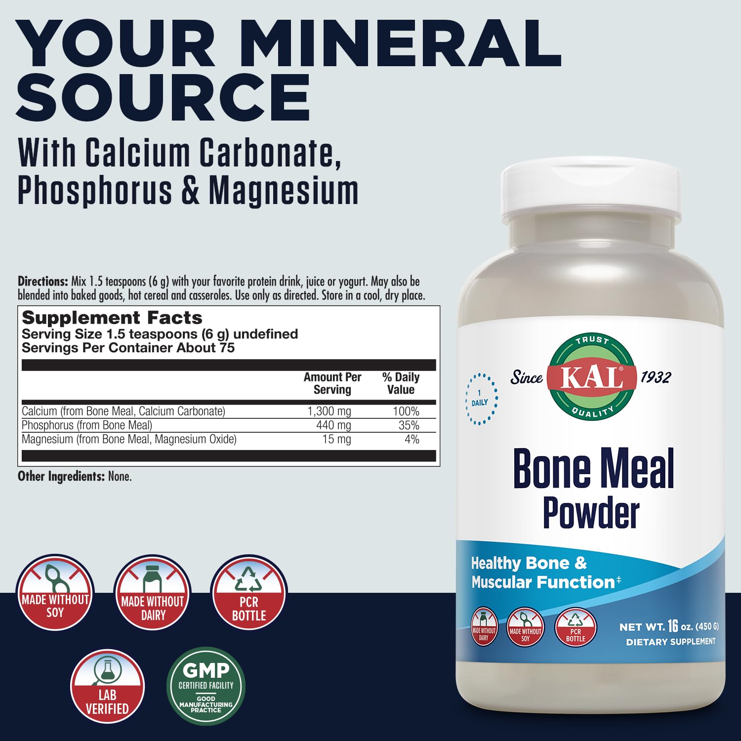 Natural calcium source KAL Bone Meal