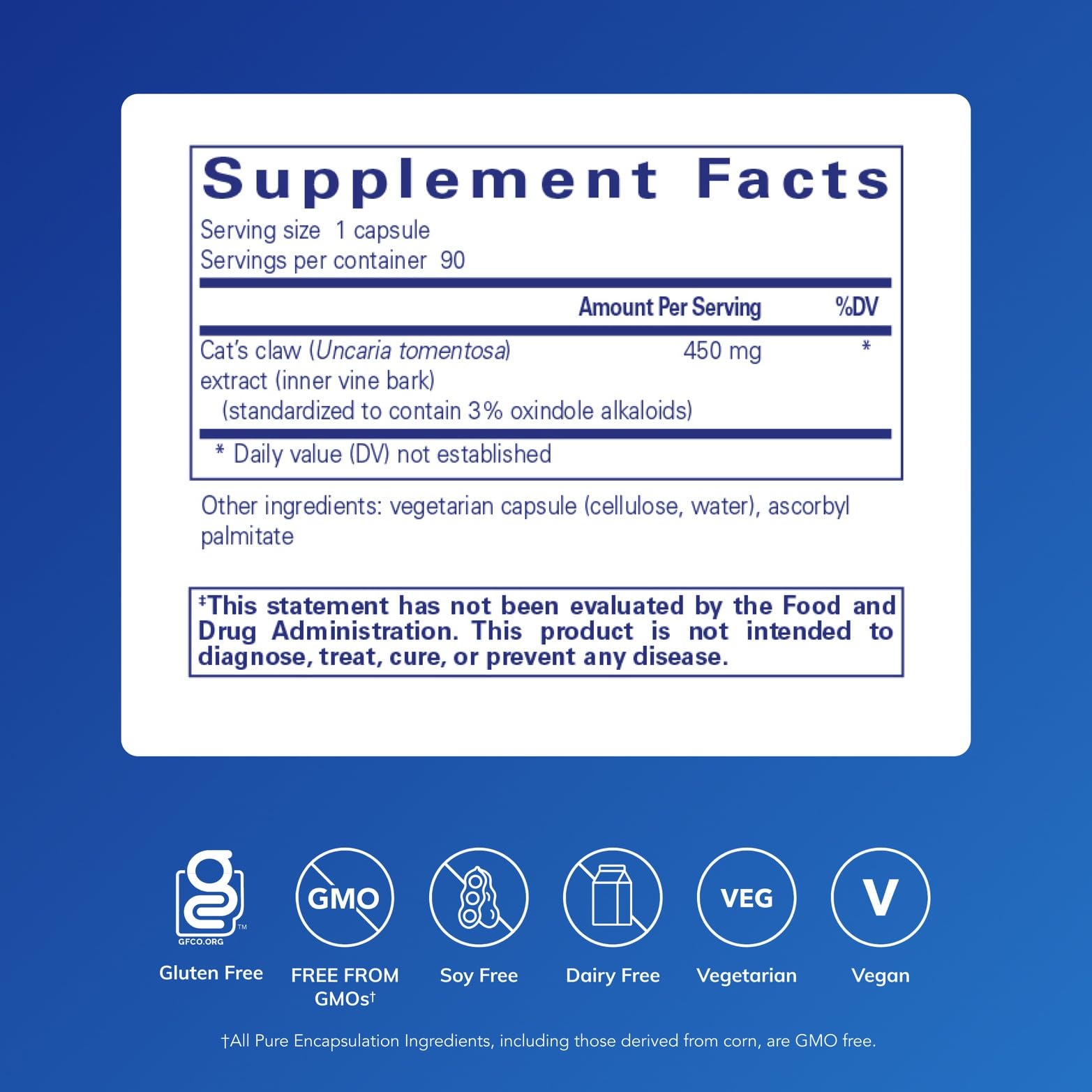 Natural Cat's Claw vitamin A supplement
