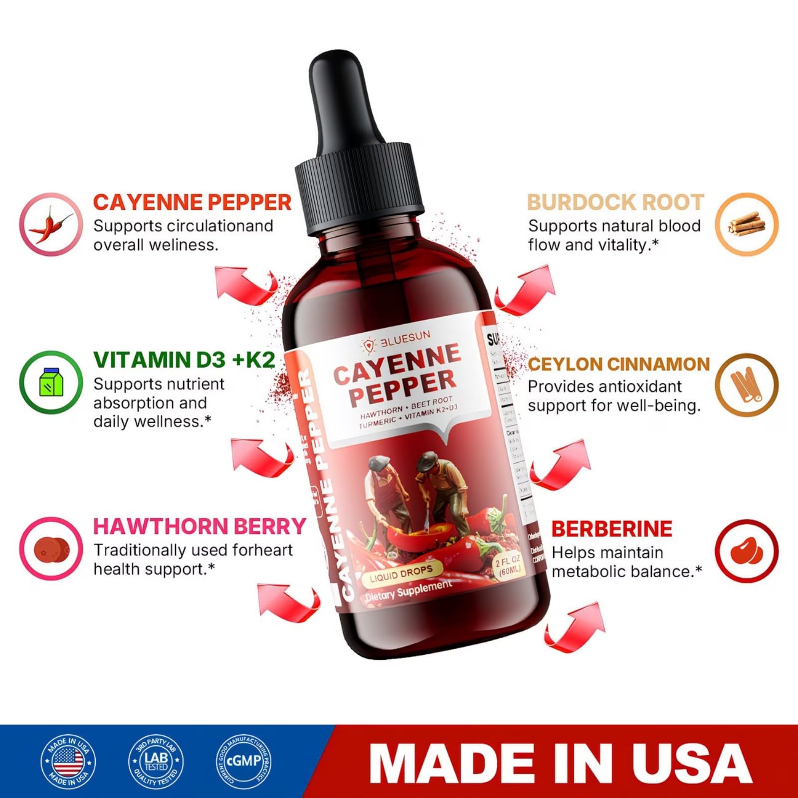 Natural cayenne drops for digestive support