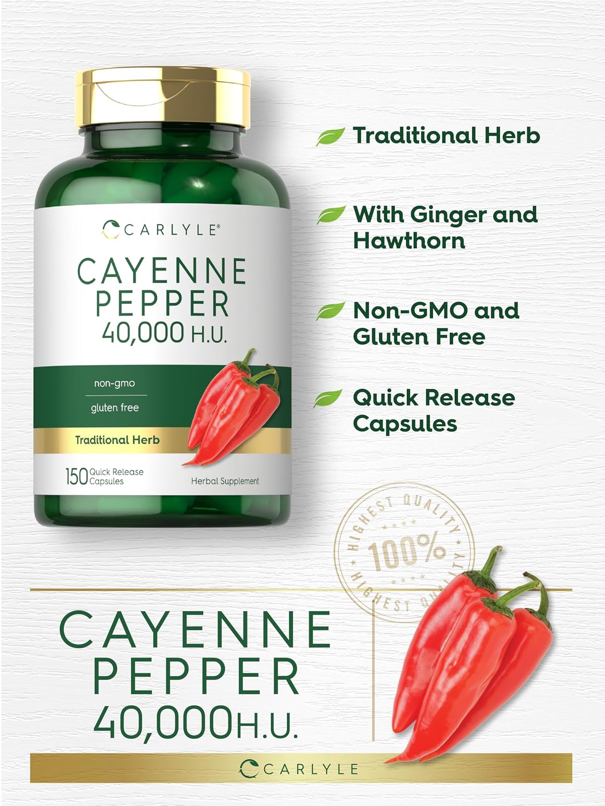 Natural cayenne pepper supplement for energy