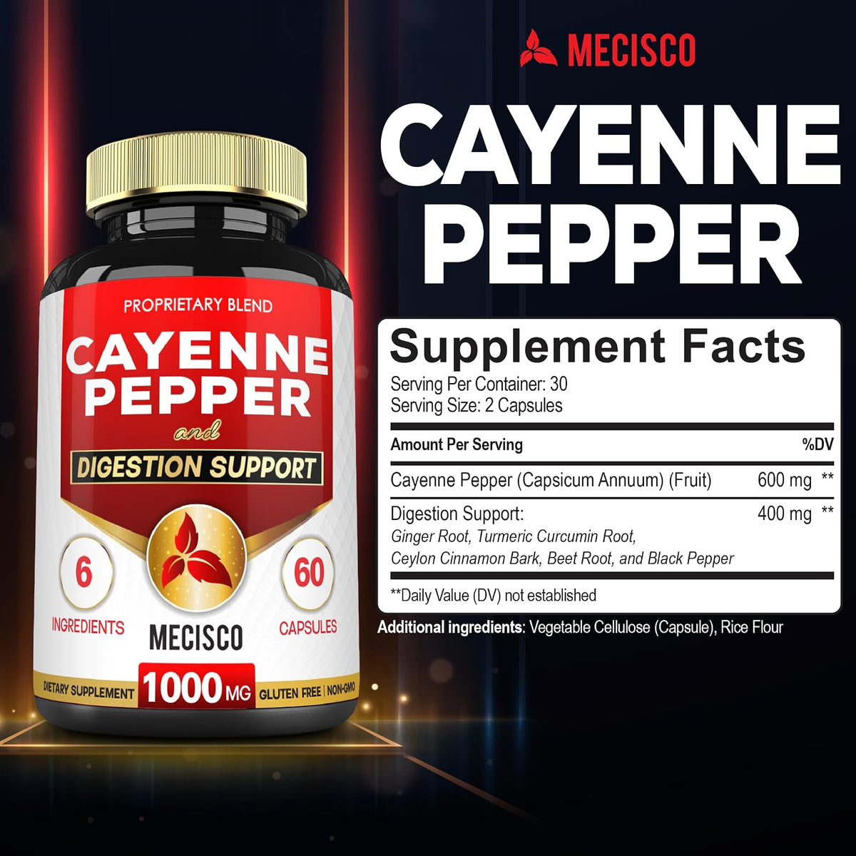 Natural cayenne pepper supplement for energy