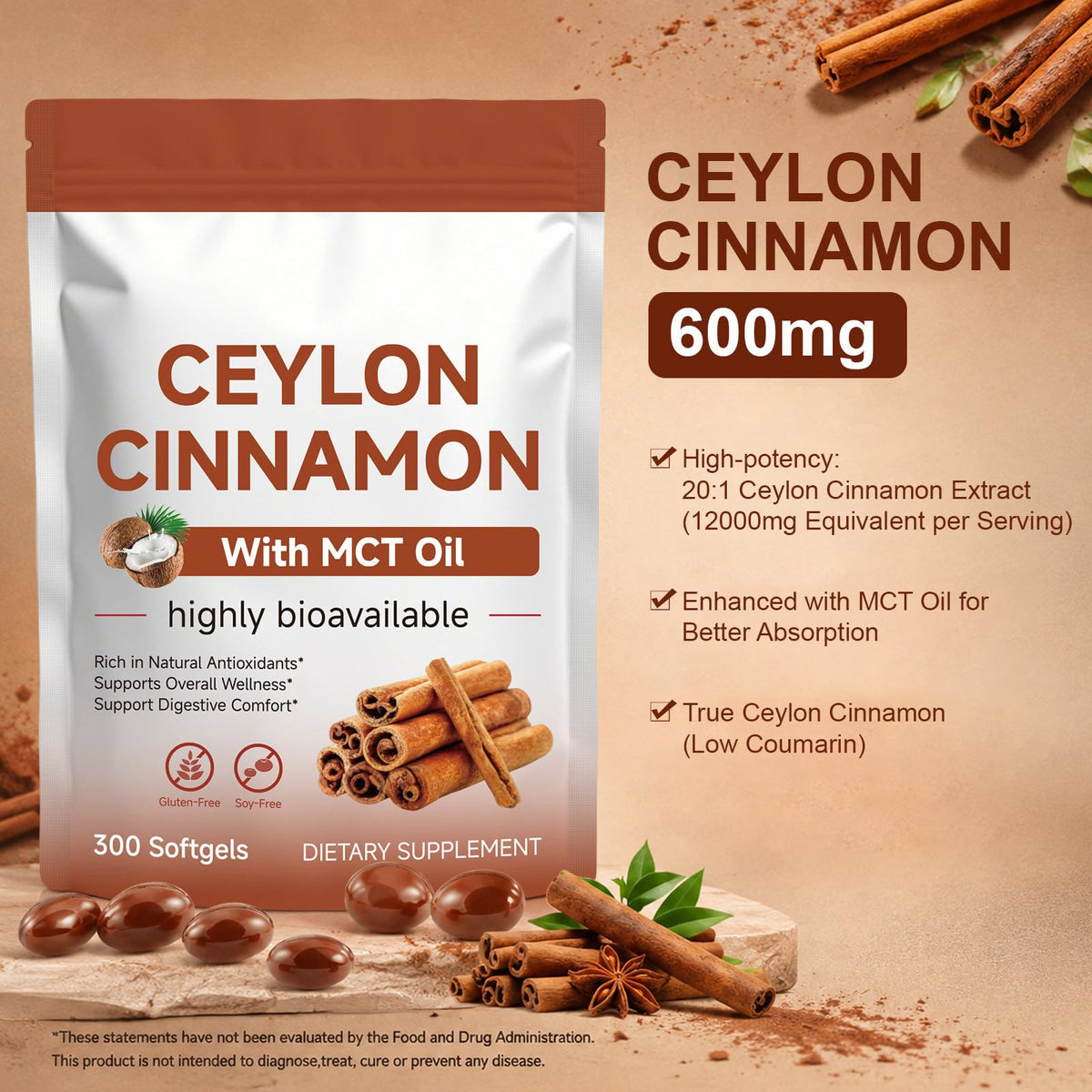 Natural Ceylon cinnamon supplement benefits