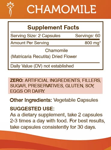 Natural chamomile capsules for stress relief