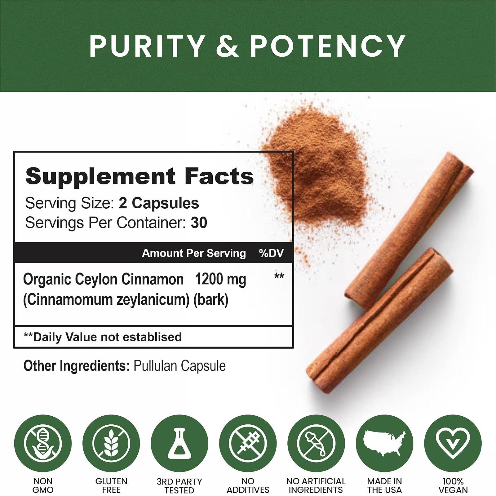 Natural cinnamon supplement for digestion